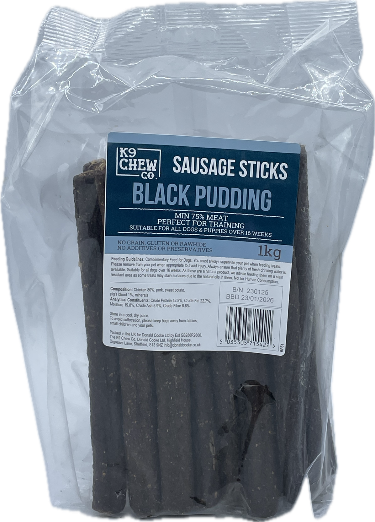 Black Pudding Sausage STICKS 1kg – Donald Cooke Ltd