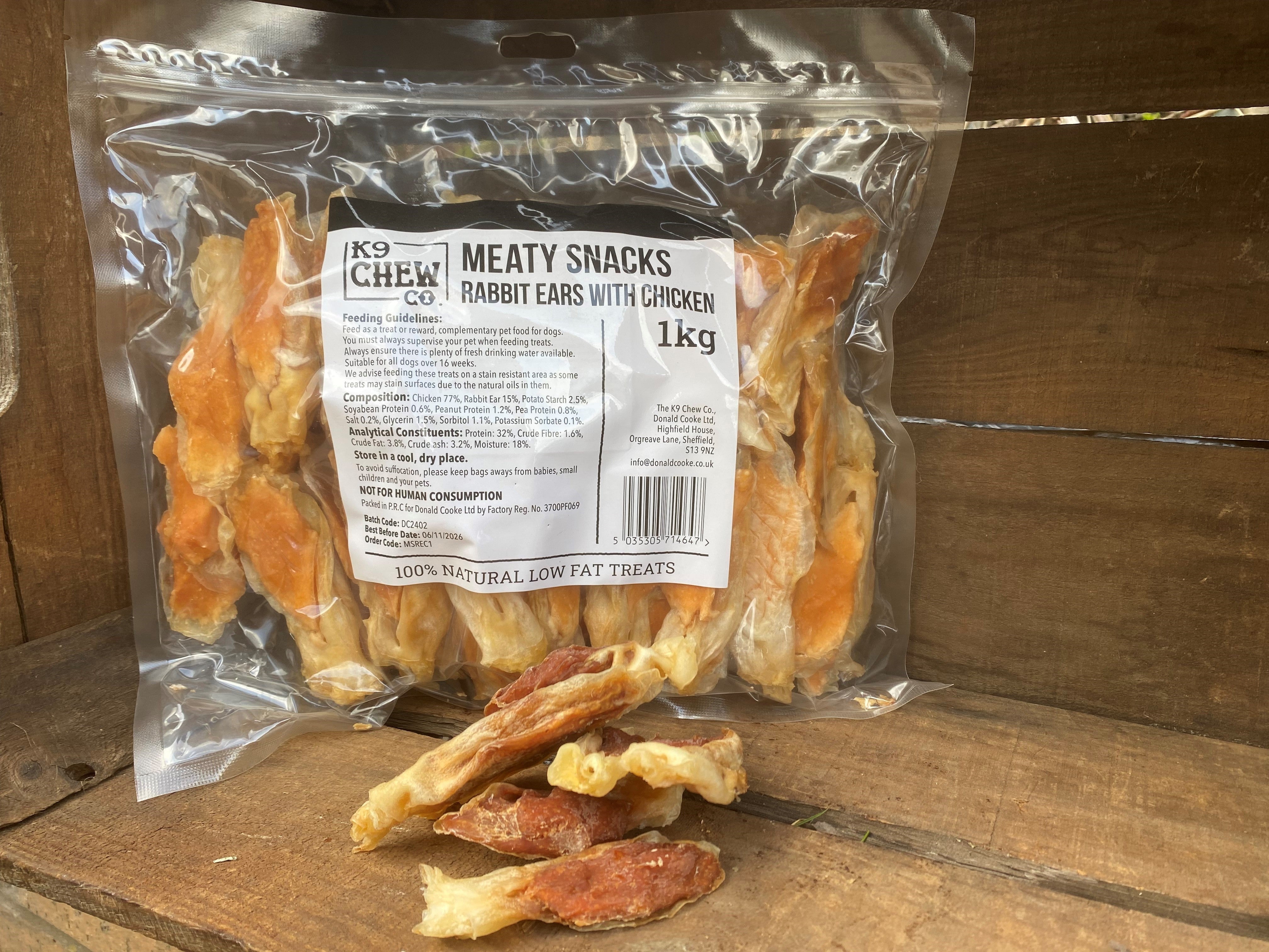 Meaty Snacks Rabbit Ears with Chicken 1kg – Donald Cooke Ltd