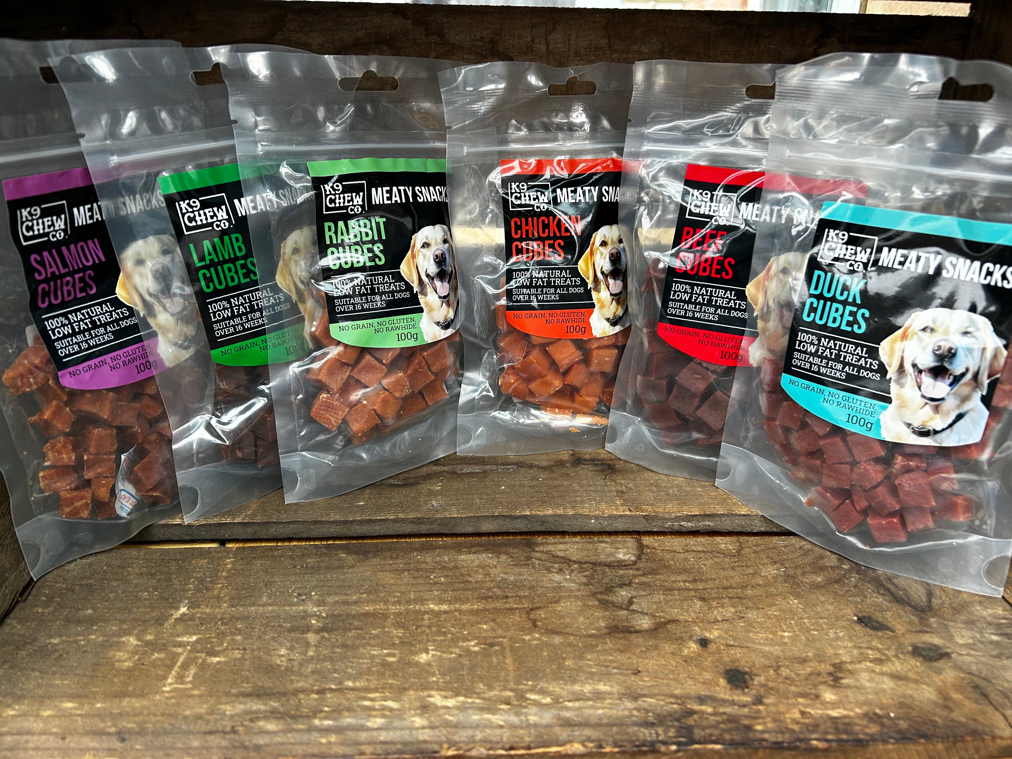 Meaty Snacks Cubes 100g – Donald Cooke Ltd