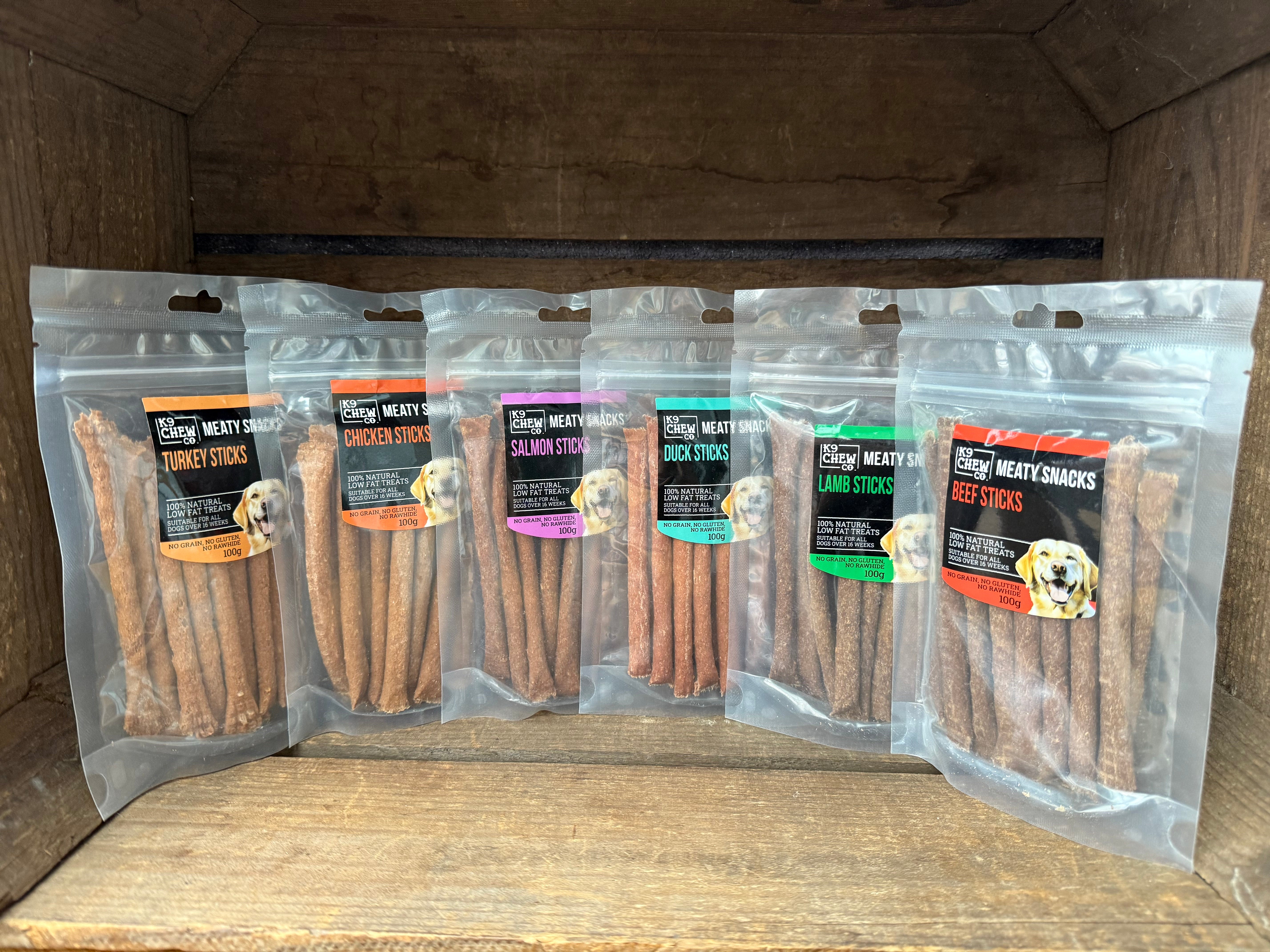 Meaty Snacks Sticks 100g – Donald Cooke Ltd